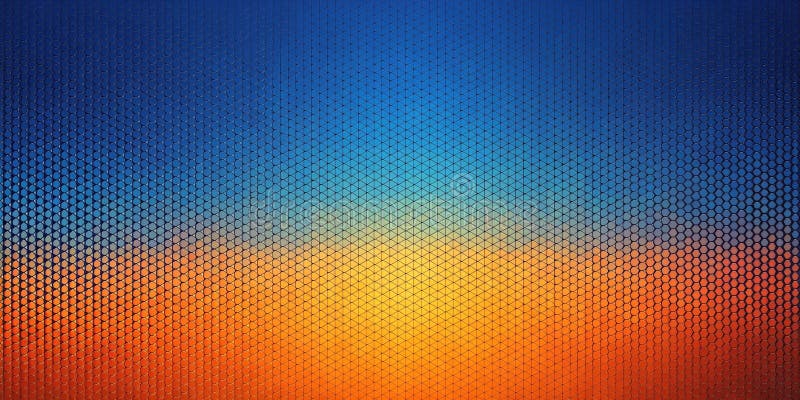 Abstract Hexagonal Grid Overlay on Warm and Cool Color Gradient ...