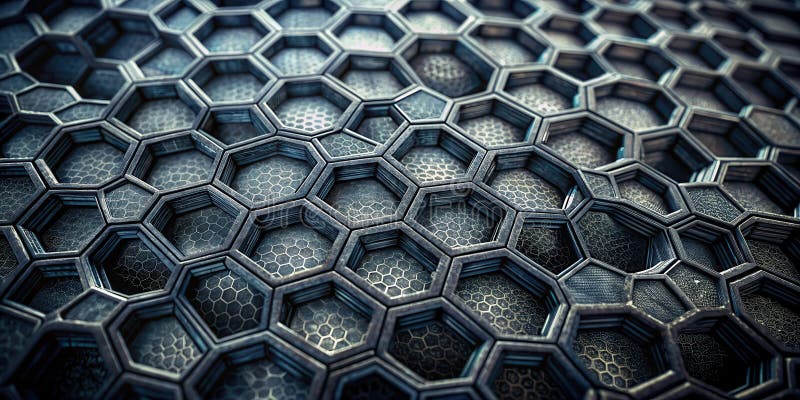 Abstract Hexagonal Grid Pattern Dark Metallic Surface Texture. Generative AI Stock Illustration ...