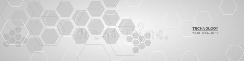 Abstract Hexagonal Medical Soft Grey Horizontal Banner. Stock Vector ...