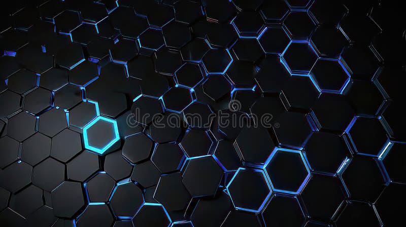 Abstract Hexagonal Metallic Pattern with Blue Lighting Stock ...