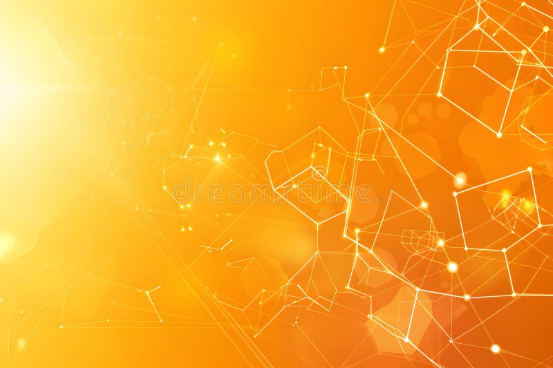 Abstract Hexagonal Network Background in Orange and Yellow Tones - AI ...