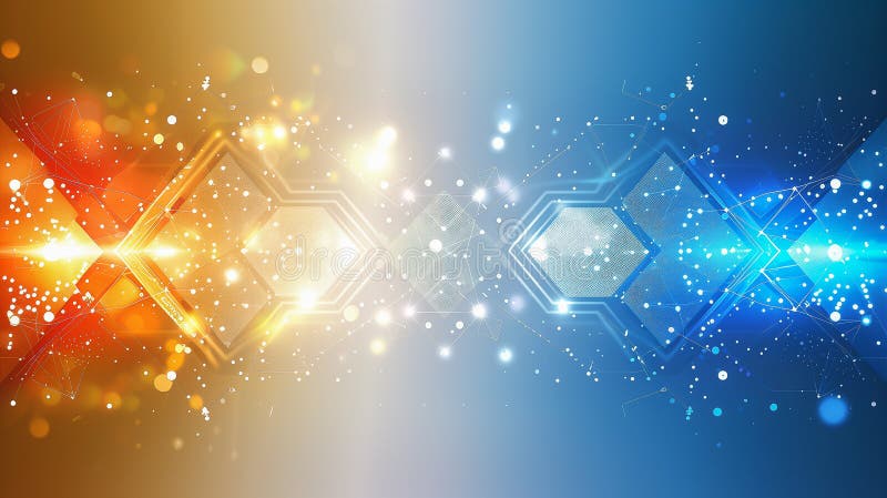 Abstract Hexagonal Network with Warm and Cool Light Effects Stock ...