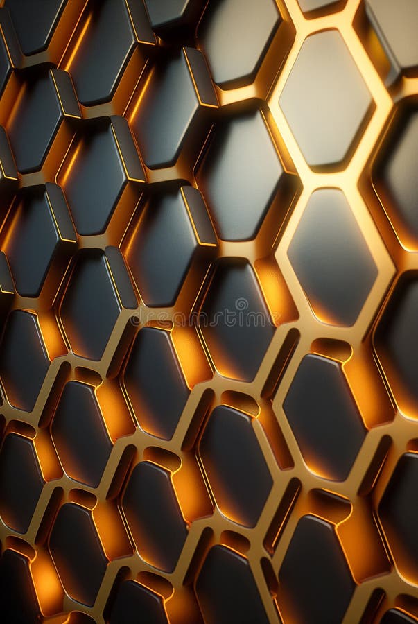 Hexagonal Pattern Background with Black and Gold Colors. Generative AI ...