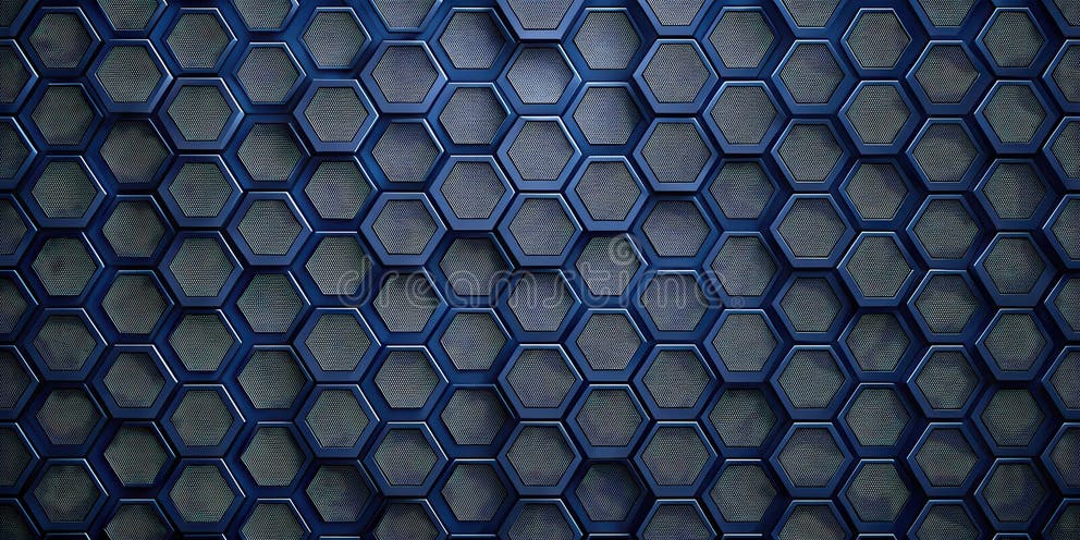 Abstract Hexagonal Pattern Background with Deep Blue Metallic Texture ...