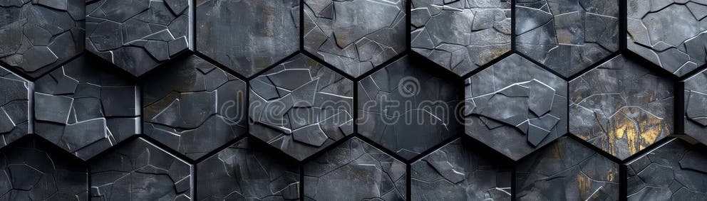 Abstract Hexagonal Pattern of Dark Gray Stones Stock Illustration ...
