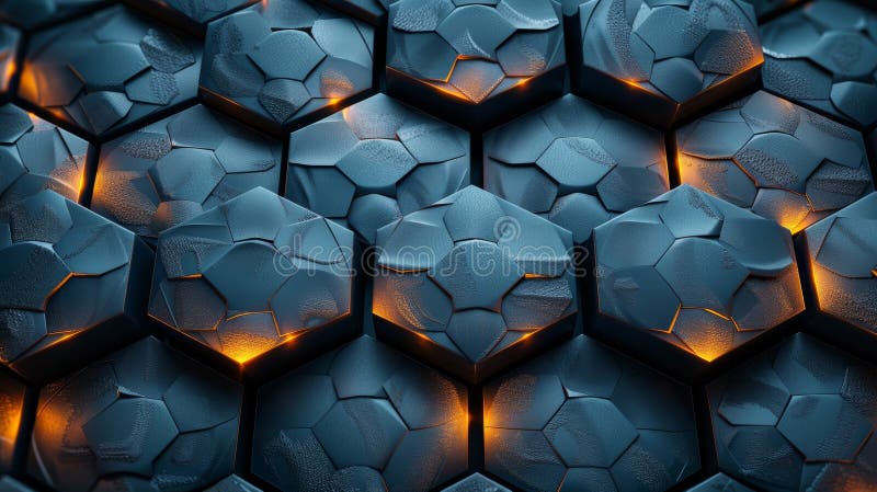 Abstract Hexagonal Pattern with Glowing Edges, Creating a Futuristic and Technological ...