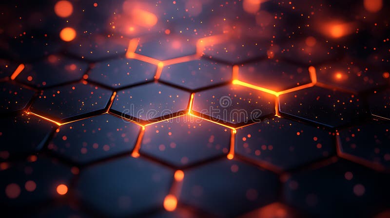 Abstract Hexagonal Pattern with Glowing Lights Stock Illustration ...