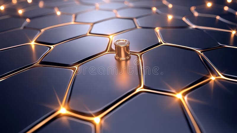 Abstract Hexagonal Pattern with Golden Glow Stock Illustration ...