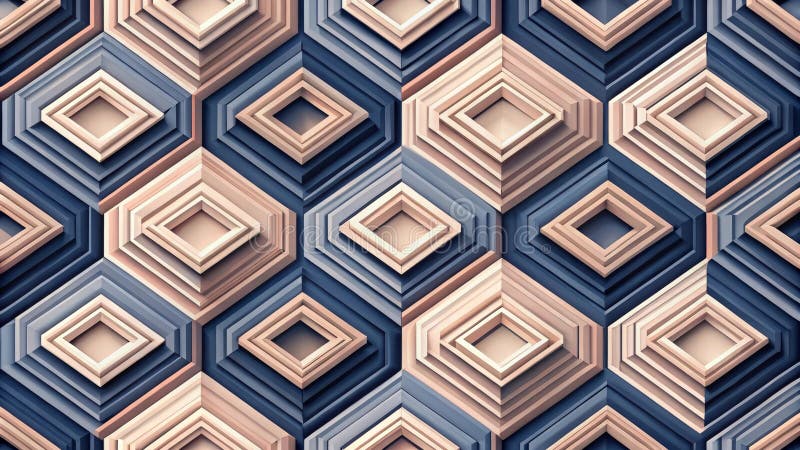 Abstract Hexagonal Pattern with Layered Geometric Shapes in Neutral ...
