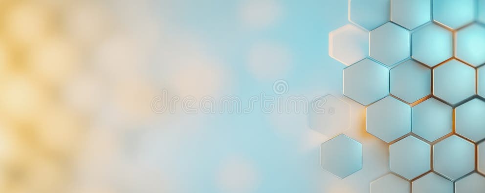 Abstract Hexagonal Pattern on Light Blue and Gold Background for Modern ...