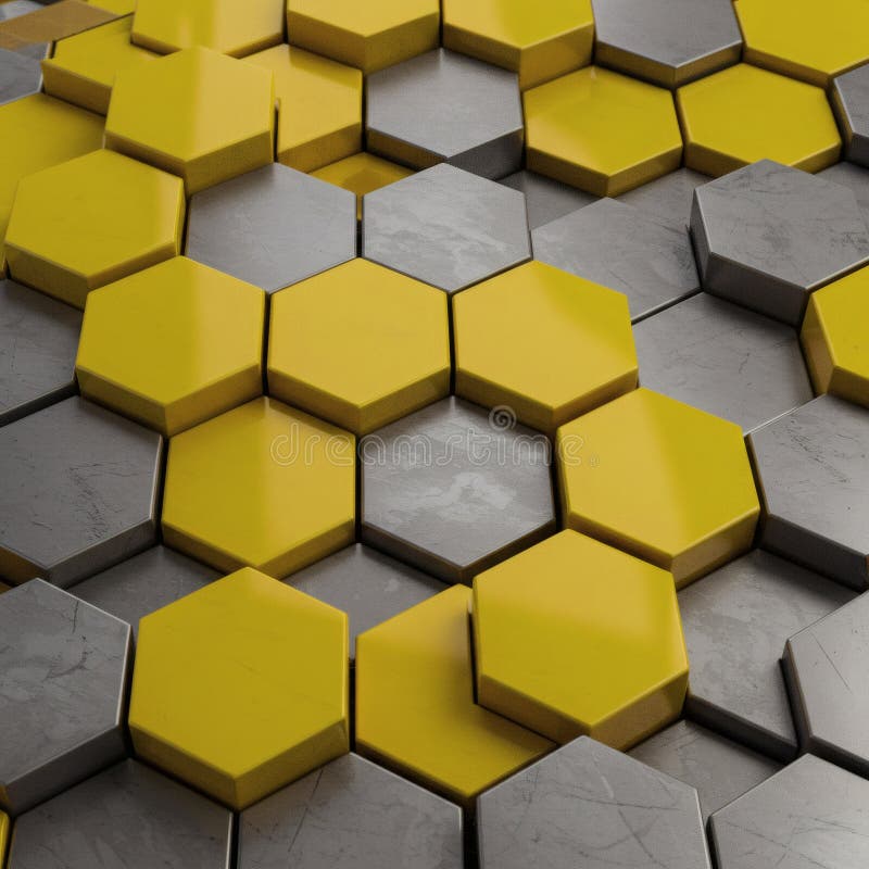 Abstract Hexagonal Pattern with Metallic and Yellow Tone Texture Stock ...