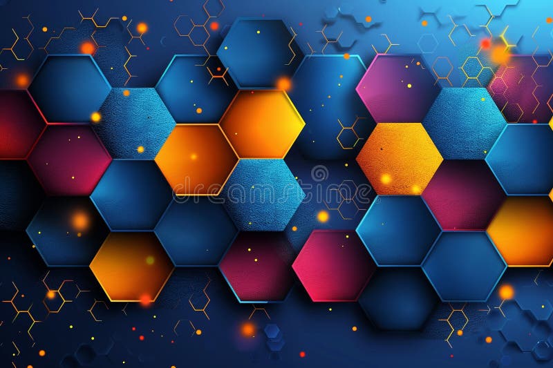 Abstract Hexagonal Pattern with Vivid Colors and Geometric Lines Stock ...