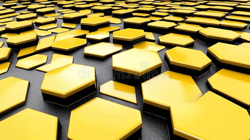 Abstract Hexagonal Pattern in Yellow and Black Stock Illustration ...