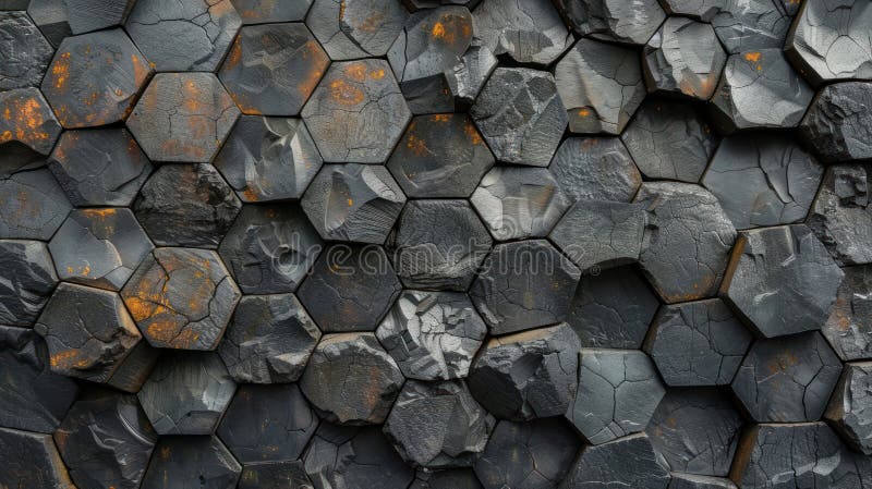 Abstract Hexagonal Rock Wall Texture Stock Illustration - Illustration ...