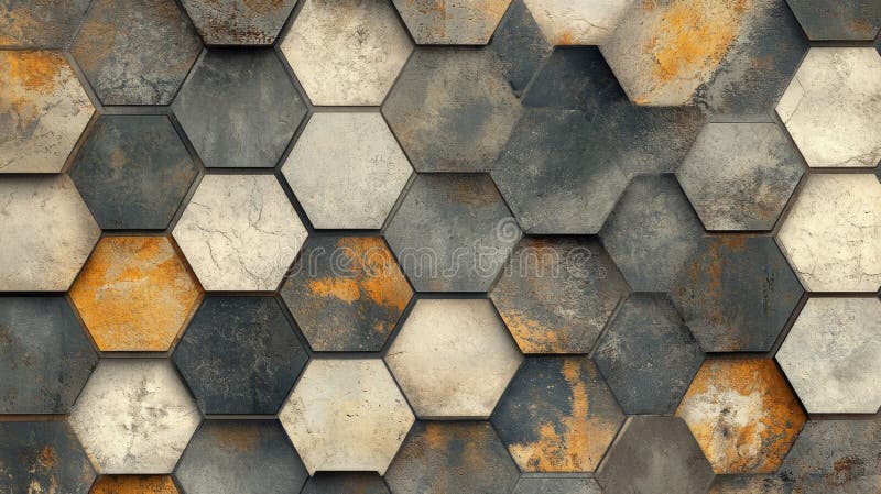 Abstract Hexagonal Stone Tile Pattern Background Stock Illustration ...