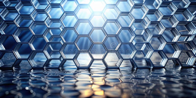 Abstract Hexagonal Structure Reflecting Light on Water Surface ...
