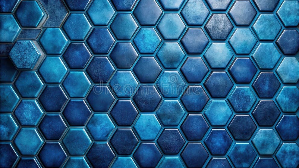Abstract Hexagonal Tile Pattern in Deep Blue Hues. Generative AI Stock ...