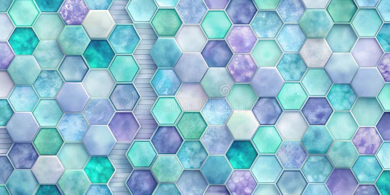 Abstract Hexagonal Tile Pattern in Pastel Blue and Purple Hues ...