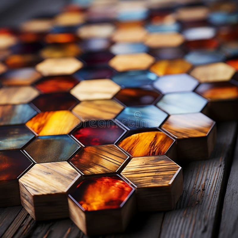 Abstract Hexagons Cubes in Wooden Texture Background Stock Illustration ...