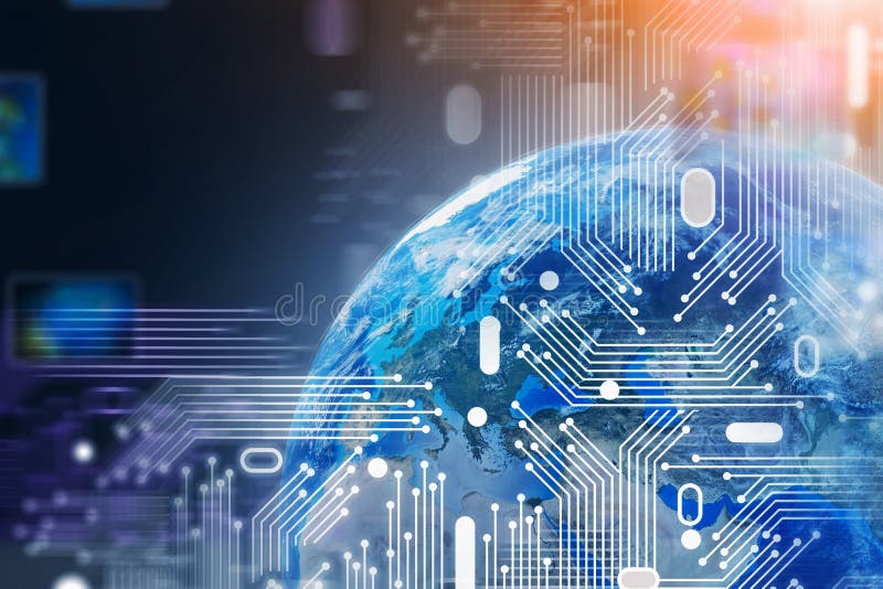 Abstract Hi Tech Background with Digital Planet Stock Illustration ...