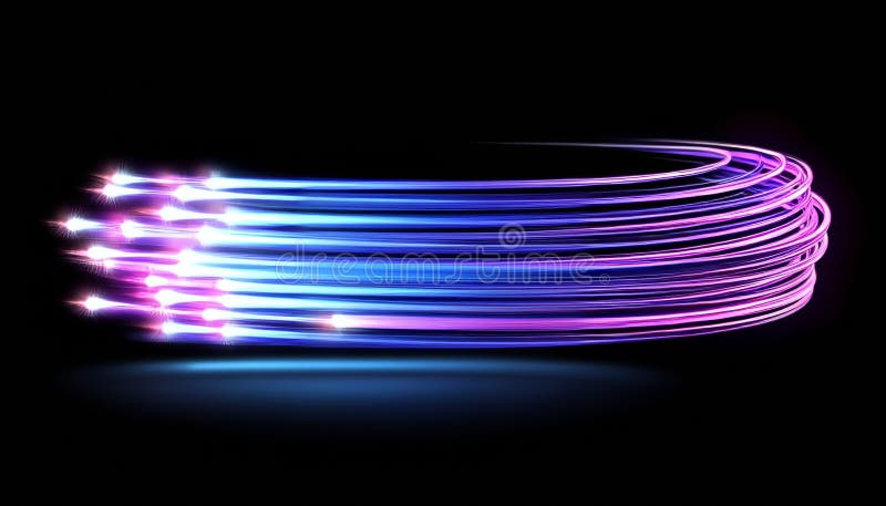 Abstract Hi-Tech Background, Illuminated Fiber Optic Connections ...