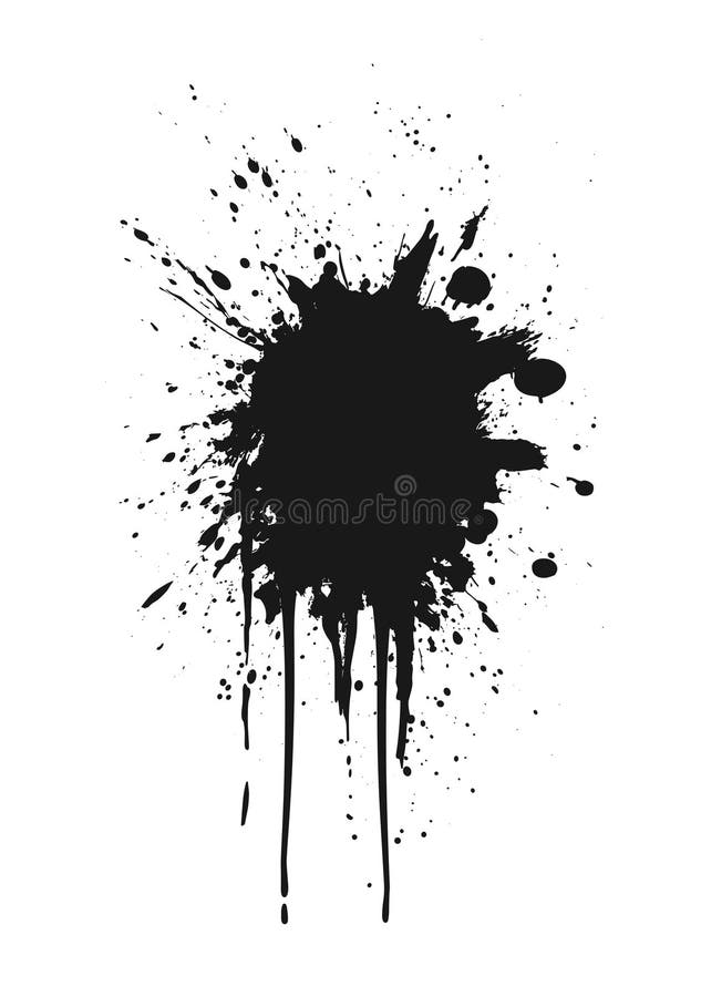 Dynamic Black Ink Explosion on White Canvas Stock Illustration ...