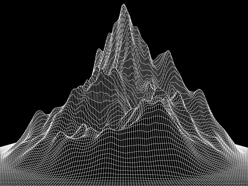 Abstract High Peak on Background. 3D Terrain Grid. Stock Vector ...