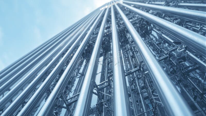 Abstract High Rise Steel Beams Polished in Sunlight Stock Illustration ...