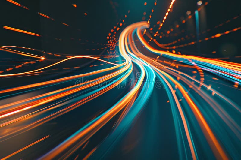 Abstract High-speed Light Trails Effect on Dark Background. Futuristic ...