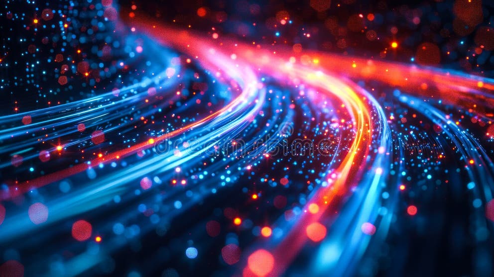 Abstract High-speed Technology Concept with Flowing Digital Data and ...