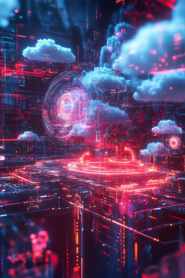 Abstract High-Tech AI Cloud System Stock Illustration - Illustration of ...