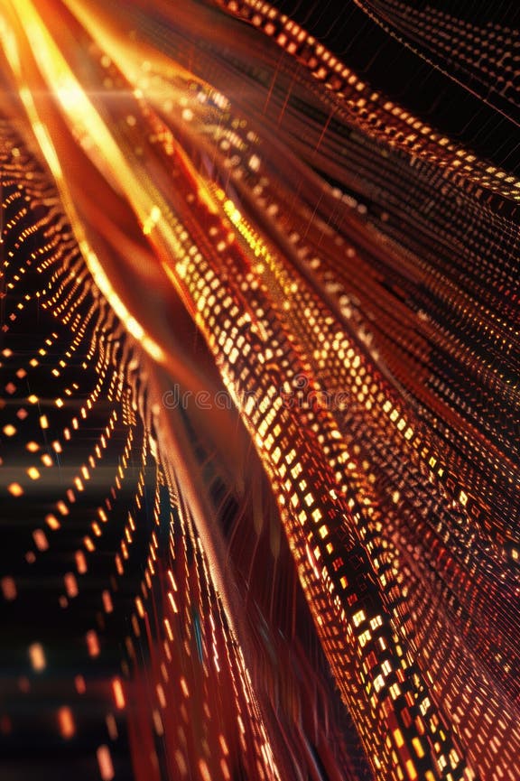 Abstract High-Tech Background with Glowing Data Streams and Hexagonal Patterns for Digital ...