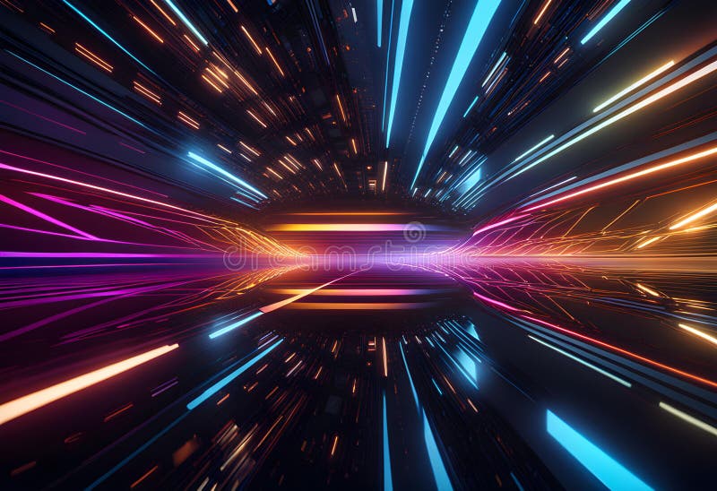 Abstract High Tech Background with Neon Light Effect Stock Illustration ...