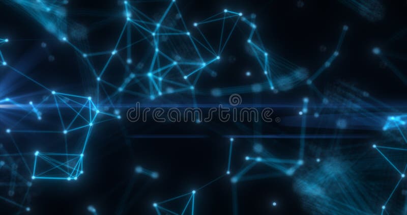 Abstract High Tech Blue Glowing Lines with Dots and Plexus Triangles ...