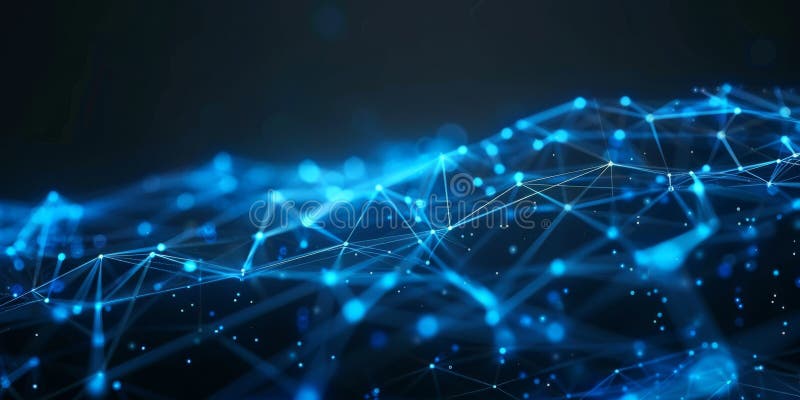 Abstract High Tech Blue Glowing Lines with Dots and Plexus Triangles ...