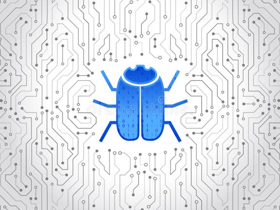 Abstract High Tech Circuit Board with Hacker Bug. Hacking and Cyber ...