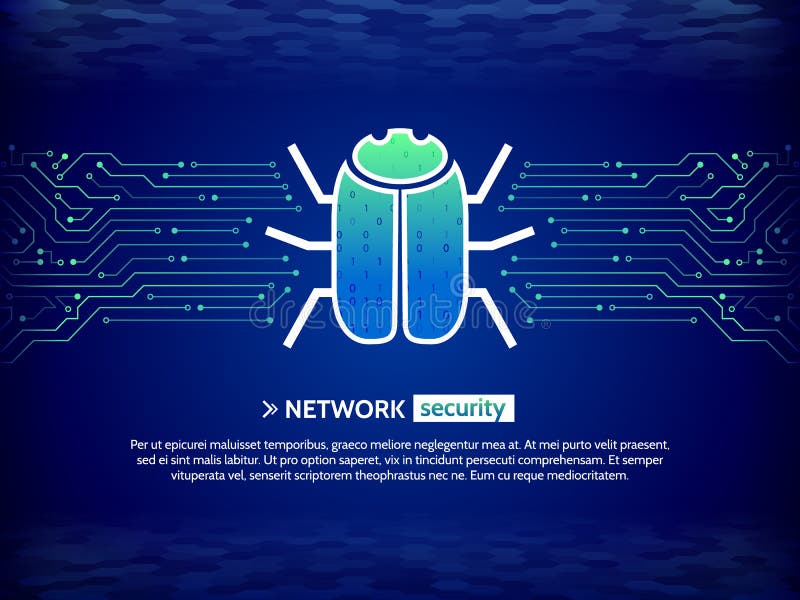 Abstract High Tech Circuit Board with Hacker Bug. Hacking and Cyber ...
