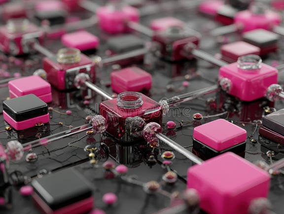 An Abstract, High-tech Image Featuring a Complex Arrangement of Pink ...