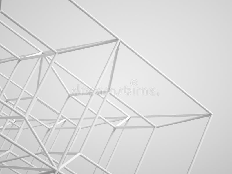 Abstract High-tech Installation, Metallic Wire-frame Cubes Stock ...