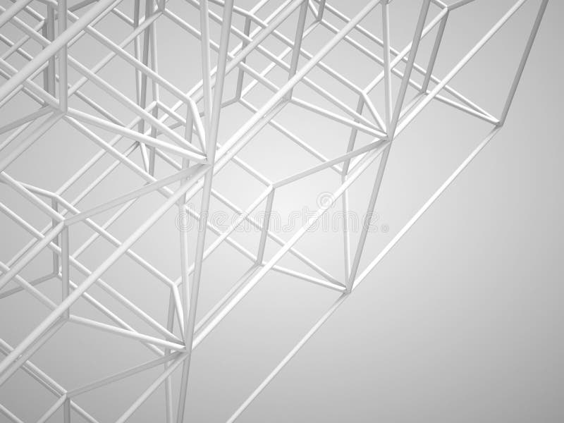 Abstract High-tech Installation, White Wire-frame Mesh Stock ...