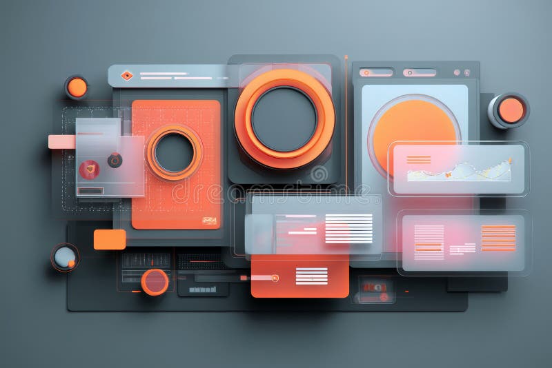 Abstract High-Tech Interface with Orange and Gray Color Scheme. Stock ...