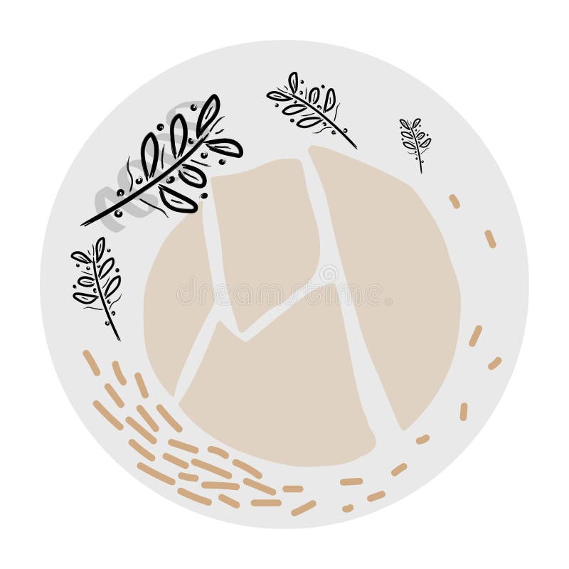 Abstract Highlights Icon on the Theme of Plants and Water. Hand-drawn ...