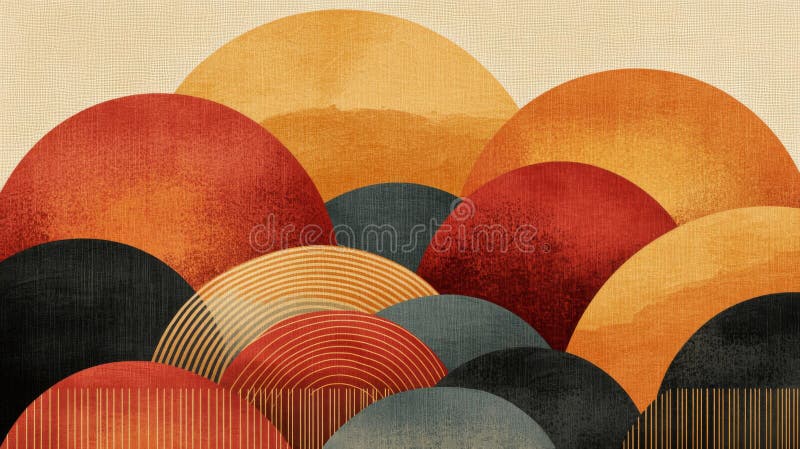 Abstract Hills Landscape with Warm Color Palette Stock Illustration ...