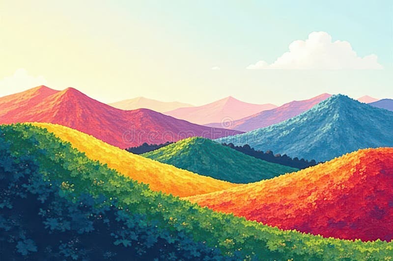 Abstract Hilly Landscape, Sketched Lines Simple Vector Illustration ...