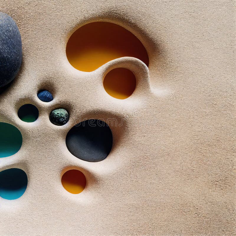 Abstract Holes with Stones on Sand Stock Illustration - Illustration of ...