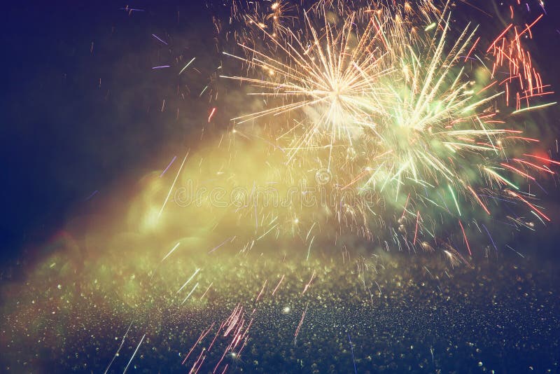 Abstract Holiday Background, Glitter Lights and Firework Overlay Stock ...