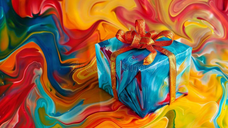 Abstract Holiday Gift with Dynamic and Vibrant Colors. Stock ...