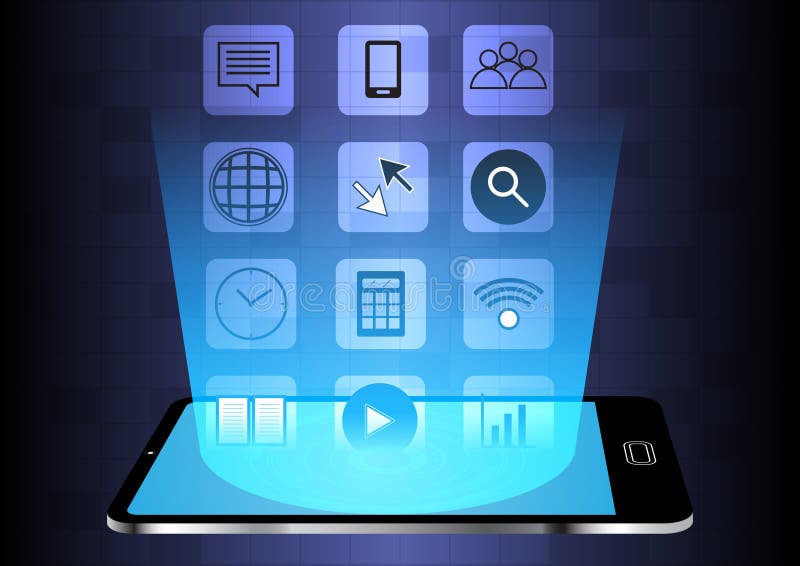 Abstract Hologram Application with Smartphone Vector Concept Design ...