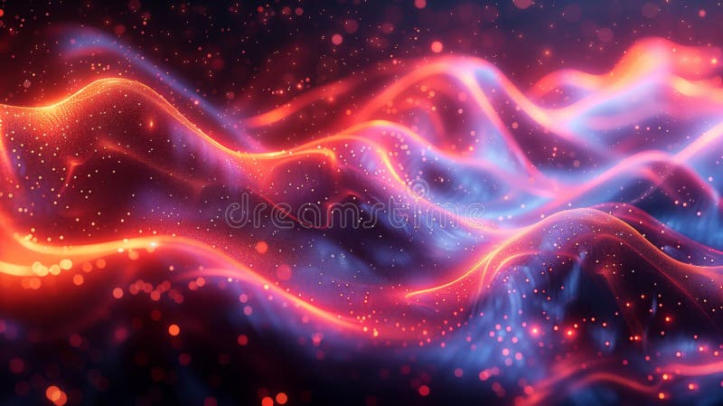 Abstract Holographic Background with Red and Blue Waves Stock Photo ...