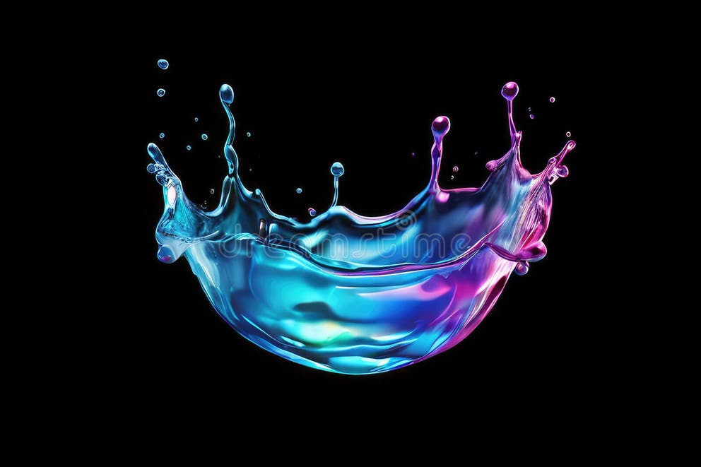 Abstract Holographic Drop Shape. Liquid Colorful Splash Stock ...